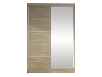 Mirjan24 Kleiderschrank Lino III, Frontspiegel, Schlafzimmerschrank, Garderobenschrank, Dielenschrank, Schiebet&uuml;renschrank, Flurschrank (Sonoma Eiche/Sonoma Ei