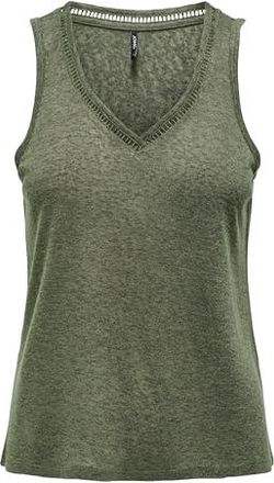 Only Neck Top JRS Onlpenny S/L Haut &agrave; col en V, Vert Ivy, XL Femmes