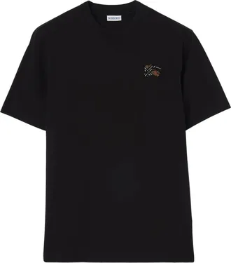 Burberry Homme, Tops, Noir, Taille: S T-shirt en coton Knight Check