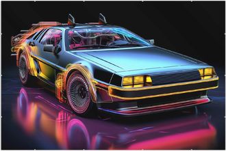 Wallario Wandbild - Mobile Zeitmaschine in Premiumqualität, Poster mit rahmenlosen Bildhalter, Größe: 61 x 91,5 cm