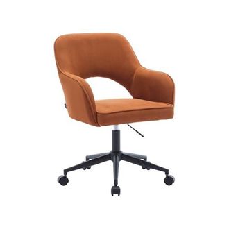 Sweeek Chaise de Bureau &agrave; roulettes Velours c&ocirc;tel&eacute; Camel L 60 x P 62 x H 89 / 99cm