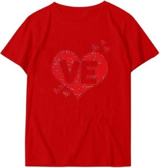 Generic T-shirt graphique pour la Saint-Valentin 2026 pour hommes et femmes, chemise &agrave; manches courtes tendance jeune, Rouge, XXL
