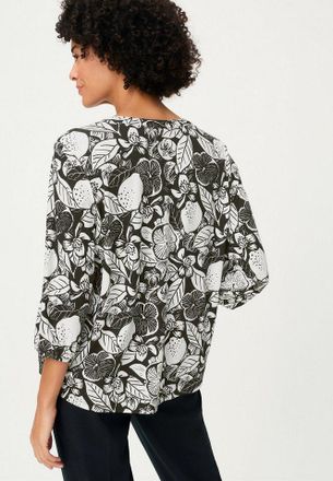 Olsen T-Shirt Shirt mit Allover-Dessin und Tunika-Ausschnitt