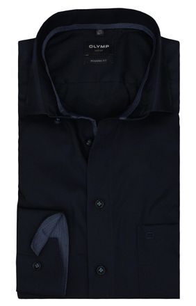 Olymp Herren Businesshemd Langarm Luxor,Einfarbig,modern fit,Global Kent,Kobalt 08,46