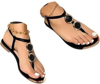 Generic Sandales plates pour femme 2026, bout &agrave; clip et sangle de cheville, string habill&eacute;, confortable, l&eacute;ger, d&eacute;contract&eacute;, pour la marche, l&eacute;t&eacute;, la plage, a