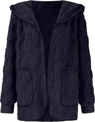 Generic Sweat à capuche pelucheux pour femme, manteau en polaire ouvert sur le devant, manteau dhiver chaud avec vêtements dextérieur pour lentraînement au qu