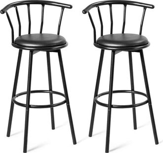 Costway Barhocker 2er Set, Barstuhl mit R&uuml;ckenlehne und Fussst&uuml;tze, 360&deg; drehbar, Sitzhoehe 72 cm, Drehhocker Tresenhocker Bistrohocker K&uuml;chenhocker