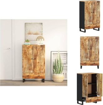 vidaXL Buffet haut avec tiroir 60x33x100cm bois massif manguier et fer - Buffet Industriel - Meuble Rangement - Bois Massif - Manguier - Commode