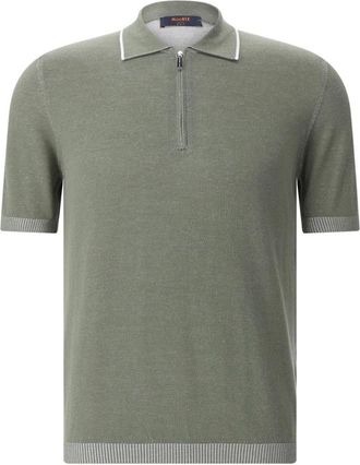 Moorer Homme, Tops, Vert, Taille: L Polo &agrave; demi-fermeture &eacute;clair