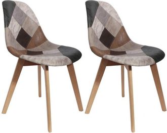 Altobuy Altobuy - melo - Lot de 2 Chaises Scandinaves Aspect Vieux Cuir