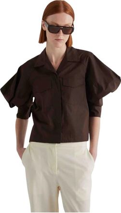 Meimeij Femme, Blouses et Chemises, Brun, Taille: 44 FR M6Pa06 Chemise en coton