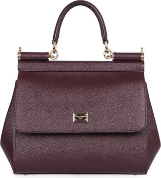 Dolce & Gabbana Femme, Sacs, Violet, Taille: ONE Size Sac &agrave; main en cuir avec impression Dauphine