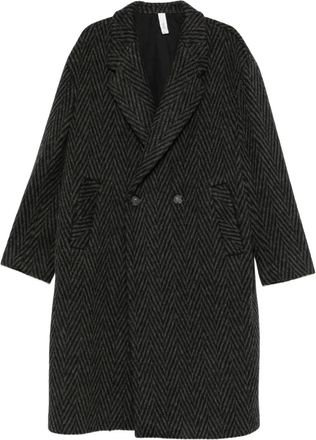 Hevò manteau croisé à chevrons - Noir