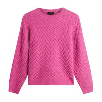 Ted Baker Morlea Pullover Mit Horizontalem Zopfmuster Und Lockerer Passform, Rosa