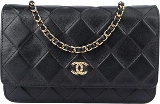 Chanel Crossbody Bags - Chanel Quilted Lambskin Wallet On Chain Crossbody - Gr. unisize - in Schwarz - f&uuml;r Damen
