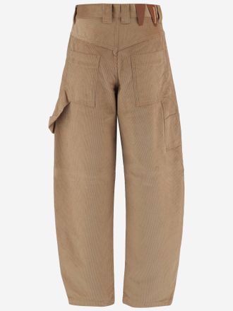 Darkpark Womens Cargo Trousers Audrey Cotton-Velvet Beige