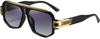 SHEEN KELLY Polarisierte flache obere quadratische Sonnenbrille für Männer Mode Pilot überdimensioniert Metallrahmen Brillen