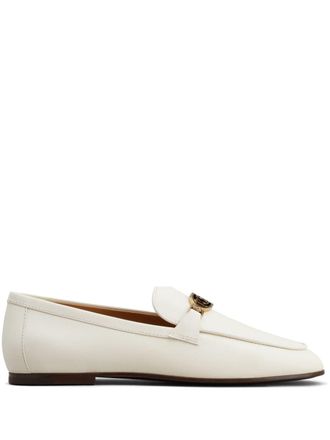 Tod's mocassins en cuir &agrave; plaque logo - Blanc