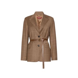 Max Mara Blazer droit ceintur&eacute; - Femme - Vestes - Brun - Taille: 40 FR