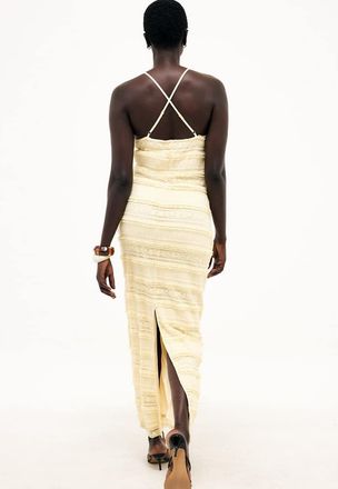 NA-KD Robe longue structur&eacute;e - Jaune clair