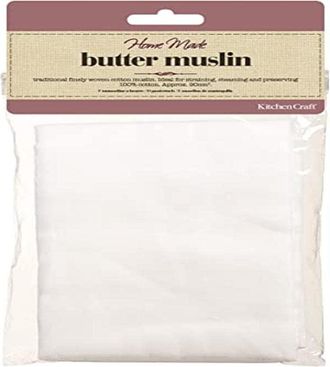 KitchenCraft Home Made Butter Muslin Tuch zum Abseihen, Baumwolle, Weiß, 9 cm