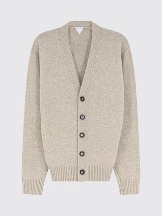 Bottega Veneta Cardigan en cachemire m&eacute;lang&eacute; avec col en V et patchs contrastants