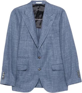 Brunello Cucinelli Homme, Vestes, Bleu, Taille: 2XL Blazer crois&eacute;