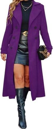 Onsoyours Femme Manteaux Trench Coat &Eacute;l&eacute;gant Manches Longues Revers Blouson en Laine Chaud Jacke Parka Outwear avec Boutons Coupe-Vent Cardigan Long Hiver Veste