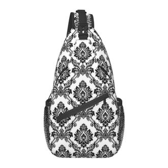 AOOEDM Anti-Diebstahl-Umhängetasche, für antike Klassische Damast-Blumenmuster-Kunstwerke, Schulter-Crossbody-Rucksack, wasserdichte Brusttasche, Leichter, l