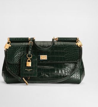 Dolce & Gabbana Handtasche My Sicily Medium Aus Alligatorleder - Frau Collection Green Onesize