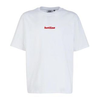 GCDS Hotline Besticktes T-Shirt - - Tops - Damen - Wei&szlig; - S