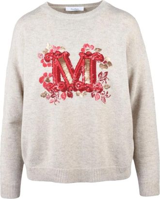 Max Mara Femme, Pulls, Beige, Taille: 38 FR Quota Pullover Paillettes