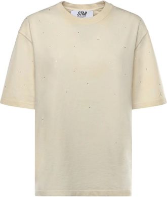 Golden Goose Femme, Tops, Beige, Taille: 38 FR T-shirt Coupe D&eacute;contract&eacute;e Imprim&eacute; &Eacute;toile