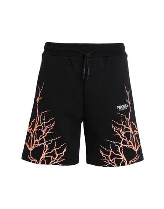 Phobia Archive BLACK SHORTS WITH ORANGE EMBROIDERY LIGHTNING