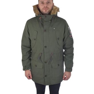 Lambretta Herren Jacke Fishtail-Parka Retro Mod Sherpa Gef&uuml;ttert, Khaki-Gr&uuml;n 4XL