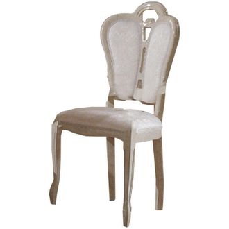 Les Tendances Chaise bois laqu&eacute; beige et assise tissu beige clair Lesly