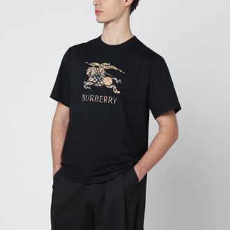 Burberry Schwarzes T-Shirt mit schattiertem EKD-Print