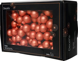 Kaemingk Weihnachtskugeln am Draht Glas 2cm x 144 St&uuml;ck Spiegelbeeren - kleine Dekokugeln - Christbaumschmuck & Weihnachtsdeko - Warmorange matt