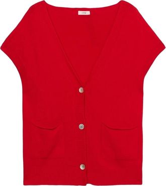Oltre Femme, Pulls, Rouge, Taille: 38/40 FR Knitted Kimono Cardigan