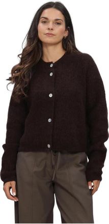 Second Female Andrea Strick-Cardigan mit Rippstrick - - Knitwear - Damen - Braun - M