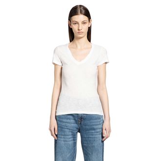 James Perse Sheer Slub Casual V-Neck Top