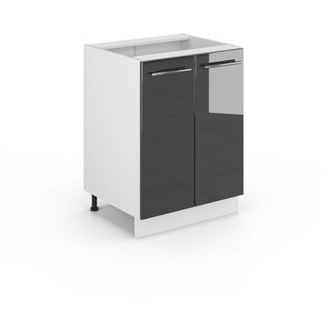 Vicco Meuble bas de cuisine Fame-Line, Anthracite Haute brillance, 60 cm sans plan de travail Vicco