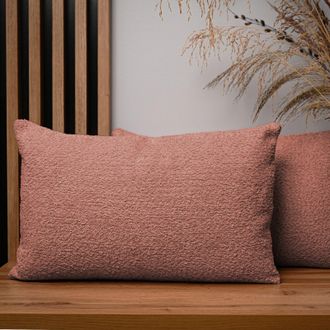 MG Design 2er Set Kissenbez&uuml;ge 40 x 60 cm in Rosa - mit Rei&szlig;verschluss, fein gewebt mit Chenille-Haptik, pflegeleich