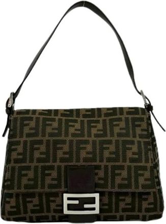 Fendi Sac port&eacute; &eacute;paule Pre-owned Mamma Baguette en toile et cuir - Femme - Pre-owned - Brun - Taille: ONE Size