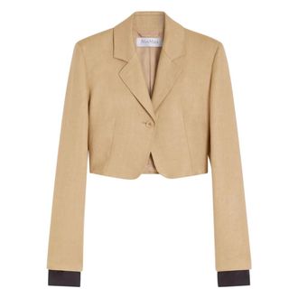 Max Mara Cropped Jacke aus Leinen-Twill - - Jackets - Damen - Beige - 2XS