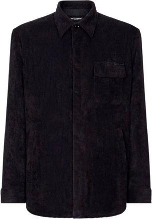 Dolce & Gabbana Homme, Chemises, Noir, Taille: XL Chemise doubl&eacute;e en velours c&ocirc;tel&eacute;