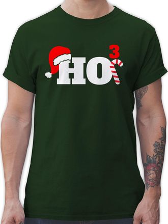 Shirtracer T-Shirt Herren - Weihnachten Geschenke Christmas Bekleidung - HO3 Motiv - S - Dunkelgr&uuml;n - weihnachtstshirts weihnachtsshirt weihnachtsmotiv Tshirt we
