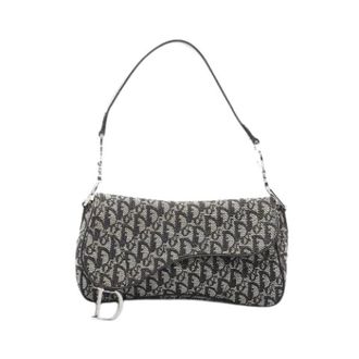 Dior Pre-owned Saddle Trotter Canvas Leather Shoulder Bag - - Pre-owned - Damen - Schwarzk - ONE SIZE