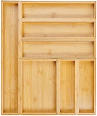 Lurch Organizer-System Box Bambus Set 7teilig mit sieben praktischen, stapelbaren Aufbewahrungsboxen