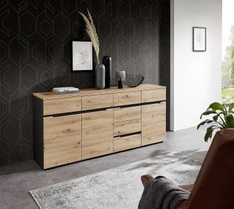 Loftscape home24 Sideboard Breite 180 cm 180 x 82 x 44cm Braun/Grau/Beige